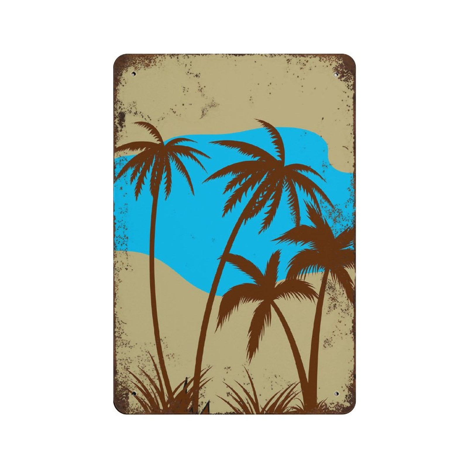 Desert Oasis Illustration Wall Art Printable, Palm Trees River Bank ...