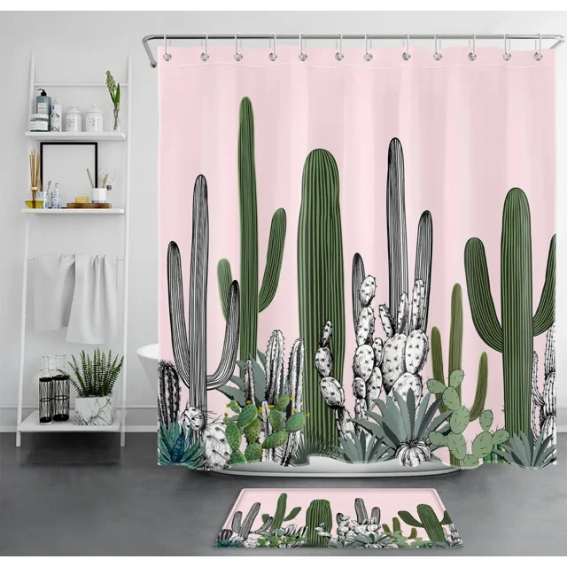 Desert Oasis Shower Curtain - Vibrant Tropical Cactus Design - Walmart.com