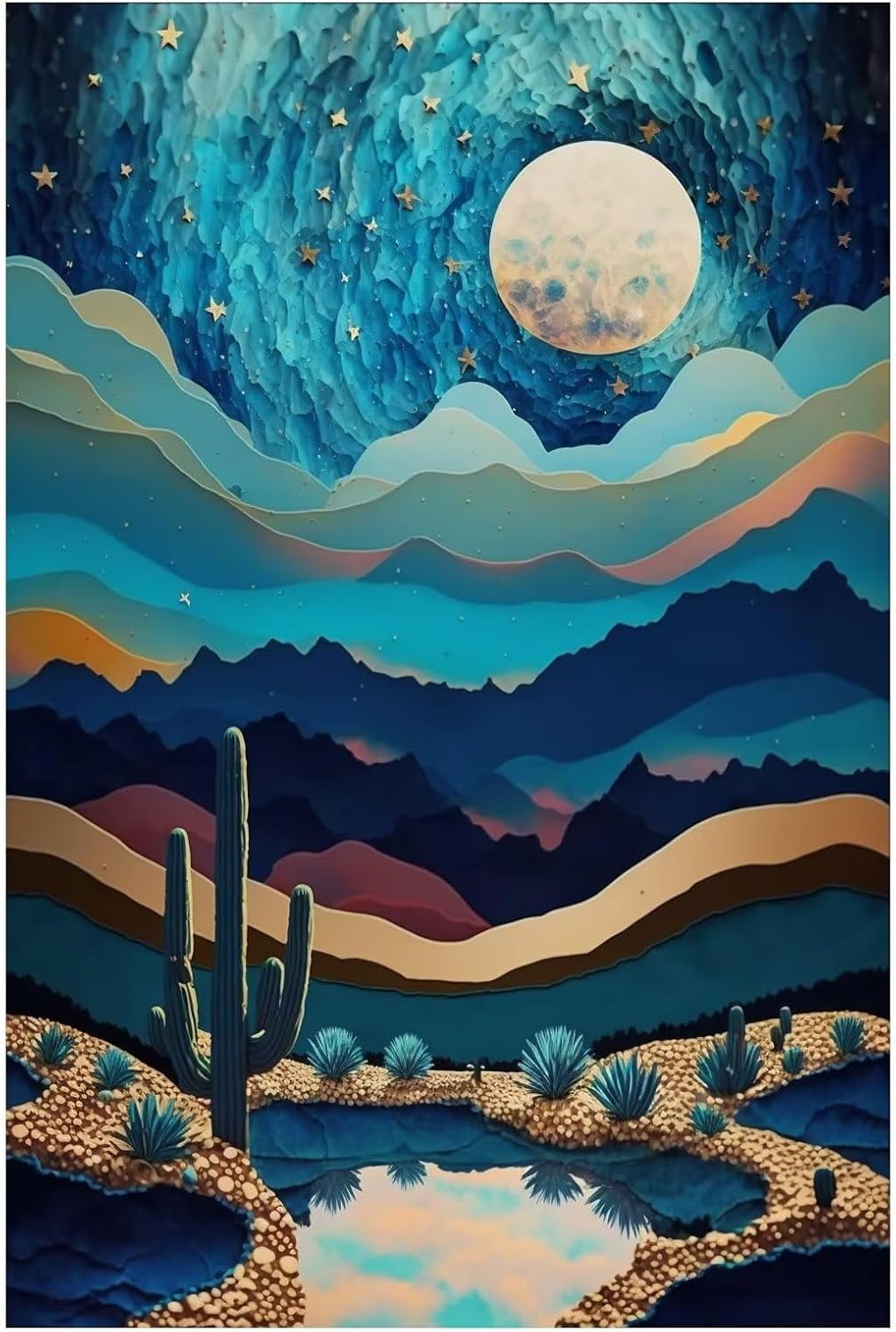 Desert Oasis Starry Night Wall Decor - Metal Wall Art Home Decor Metal ...