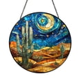 Desert Plant Stained Glass Style Panel – Decorative Window Art ...