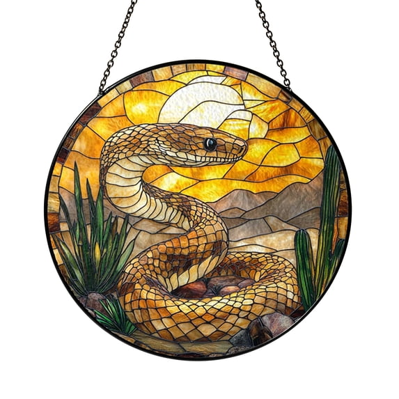 Desert Rattlesnake Stained Glass Suncatcher Window Hanging, Swaying ...