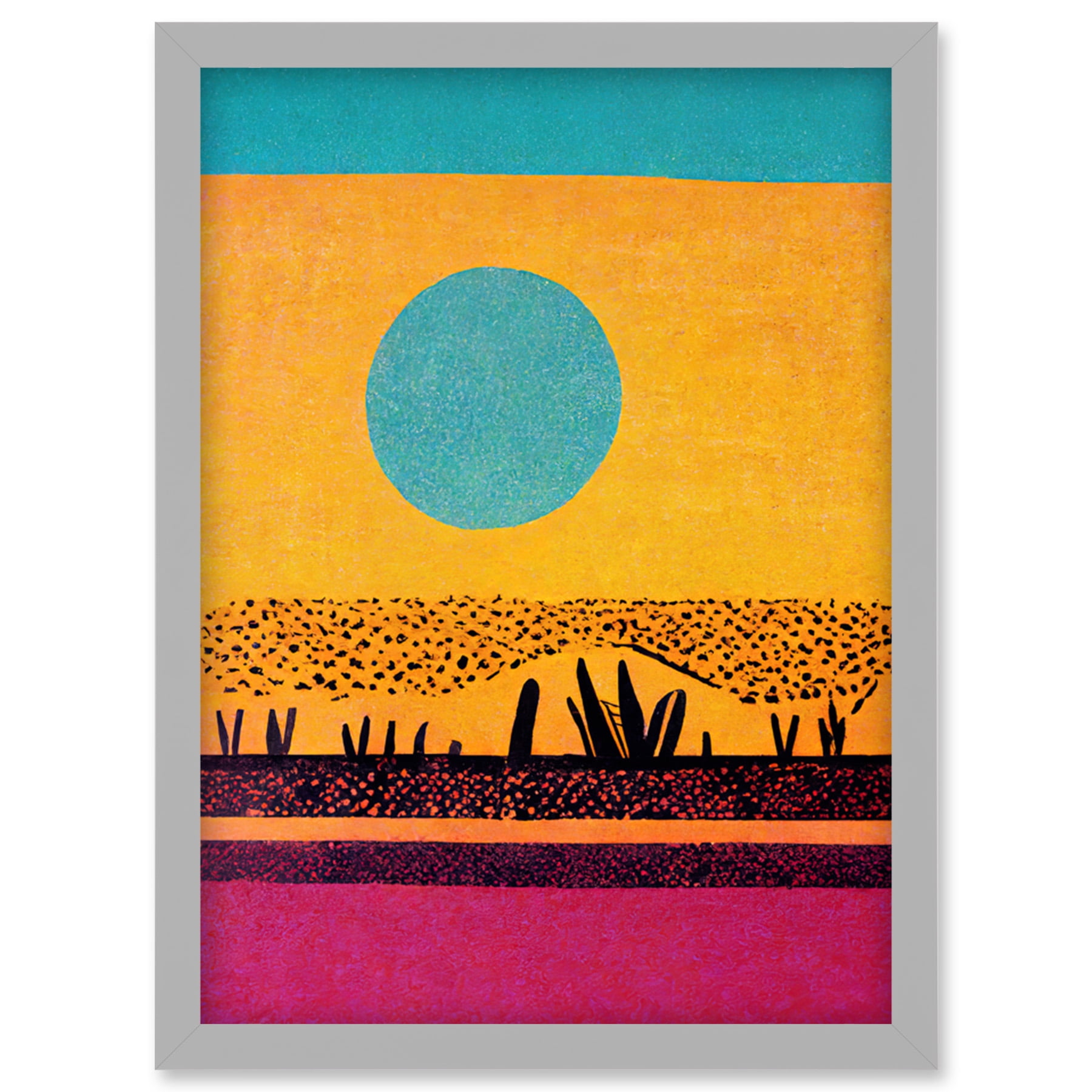 Desert Roadside Oasis Modern Pop Art Surreal Landscape Artwork Framed ...