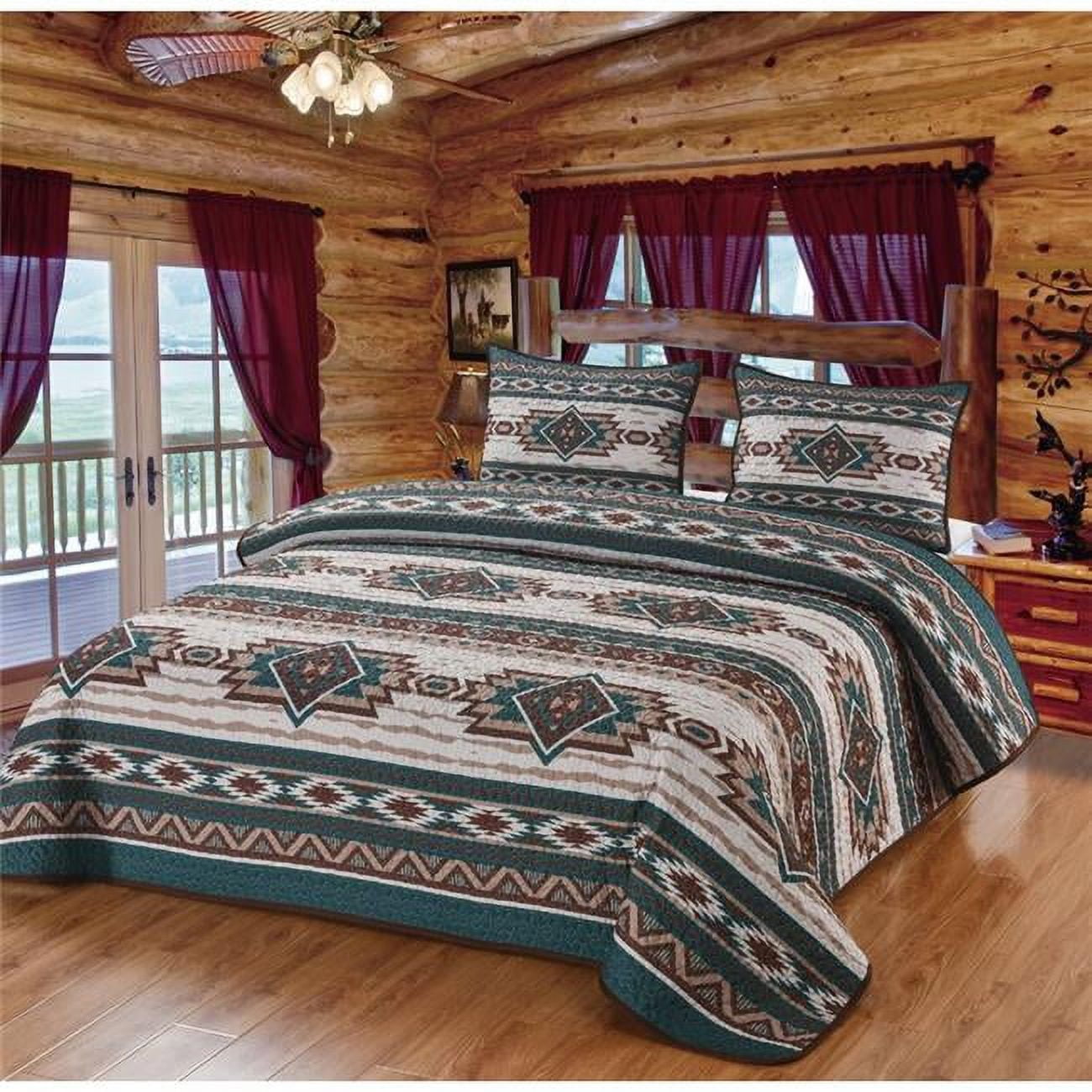 Desert Sage Southwestern Native Quilt Quilted Bedding Set, Multi Color ...