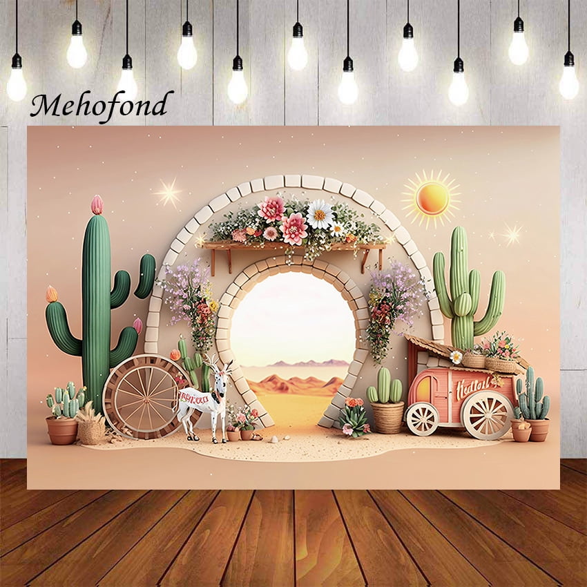 Desert Saguaro Cactus Nature Landscape Kids Birthday Party r Backdrop ...