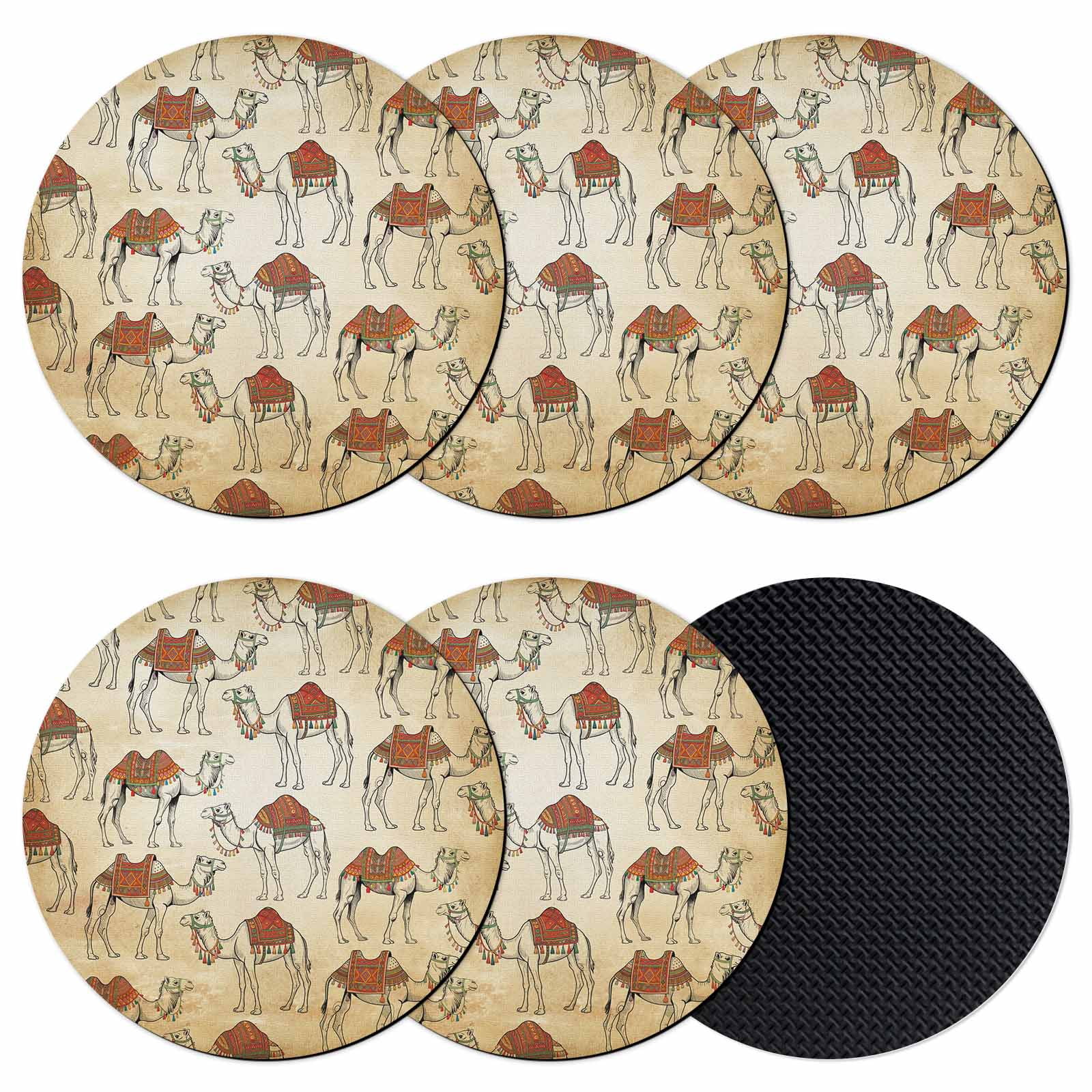 Desert Sand Camel Coasters Set of 6, Absorbent Coasters for Drinks ...