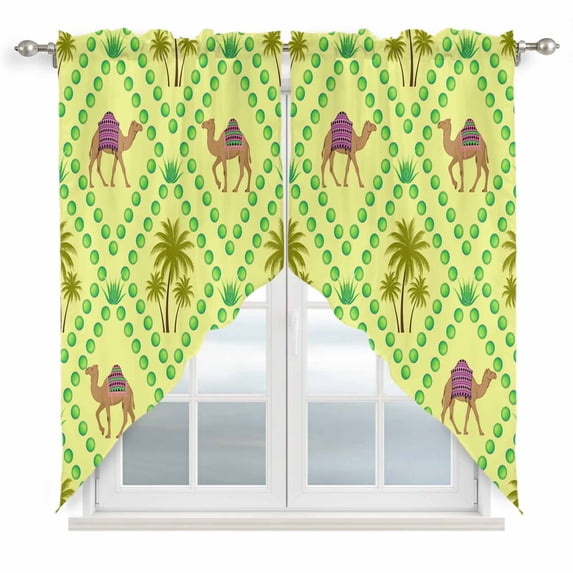 Desert Sand Camels Swag Curtains for Living Room/Bedroom, Palm Trees ...