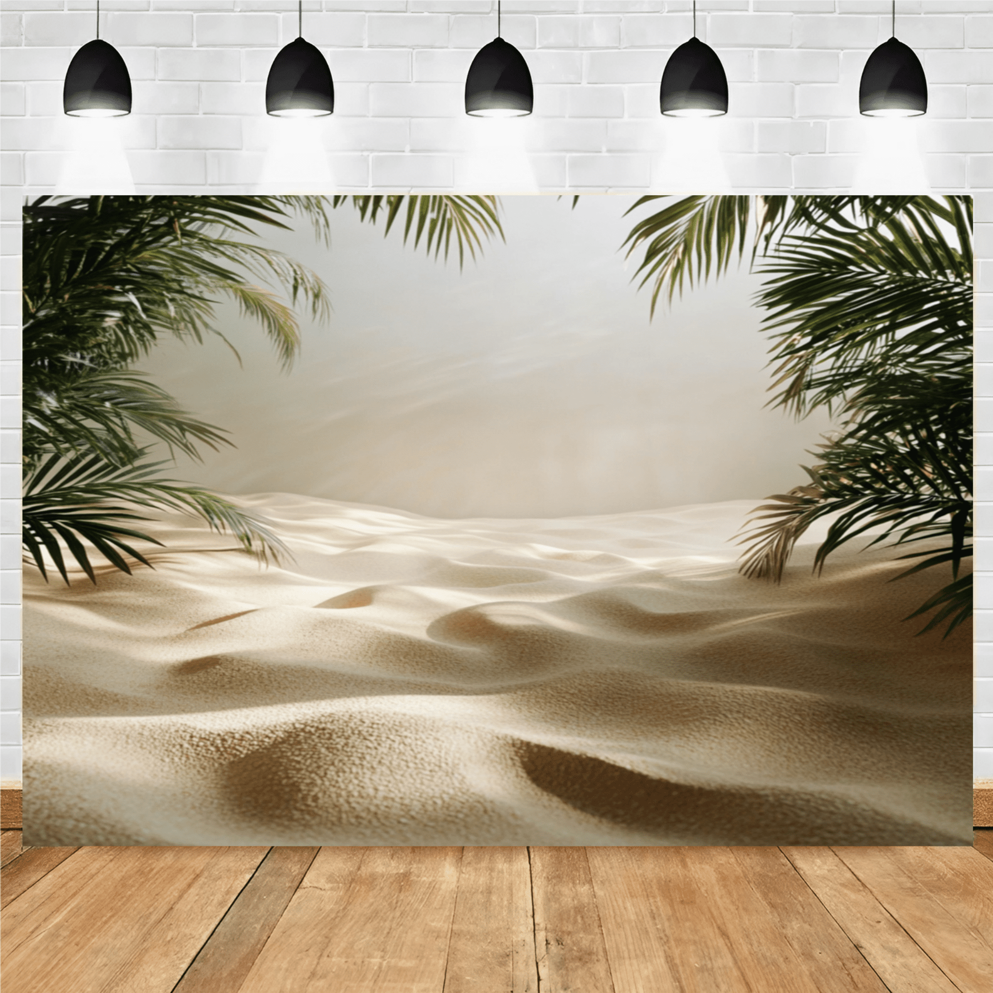 Desert Sand with Palm Leaves Natural Scenic Backdrops Summer Landscape ...
