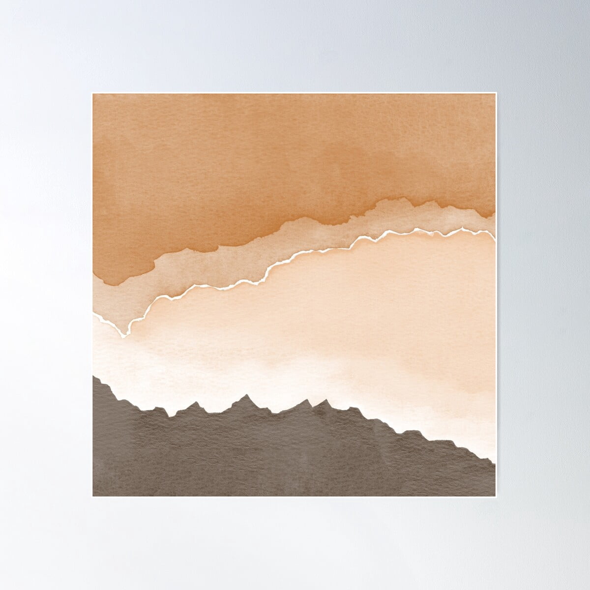 Desert Sunset Abstract Watercolor Painting - Earth, Melon, Rust Poster ...