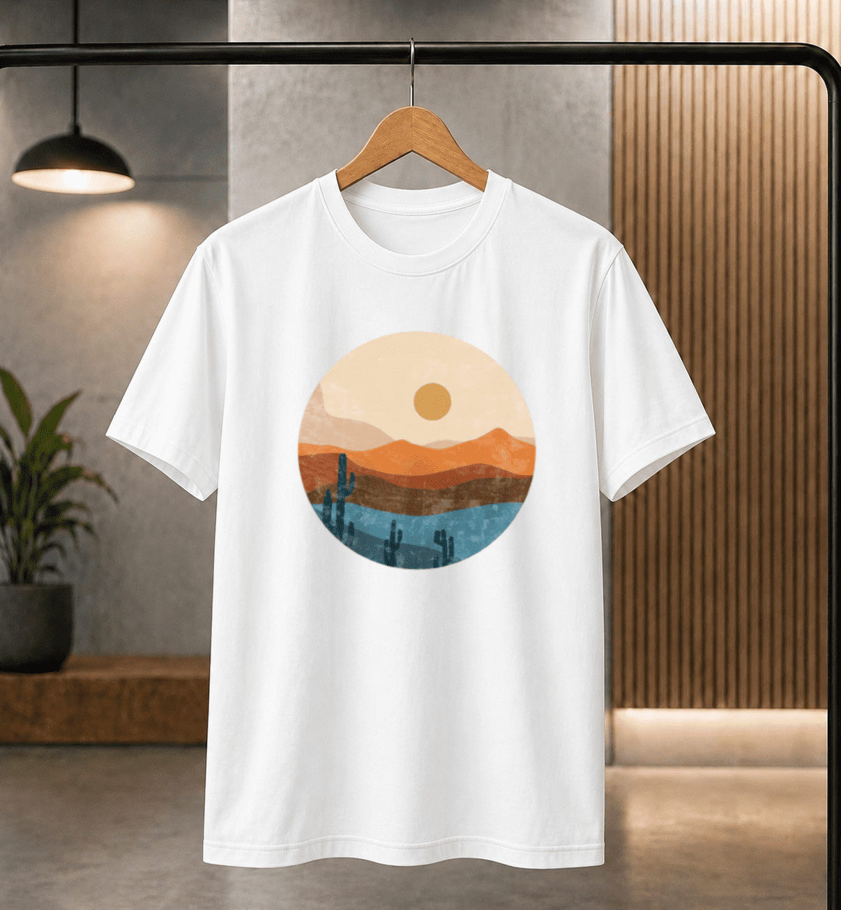 Desert Sunset Artistic Southwestern Landscape Design Unisex T-Shirt, S ...