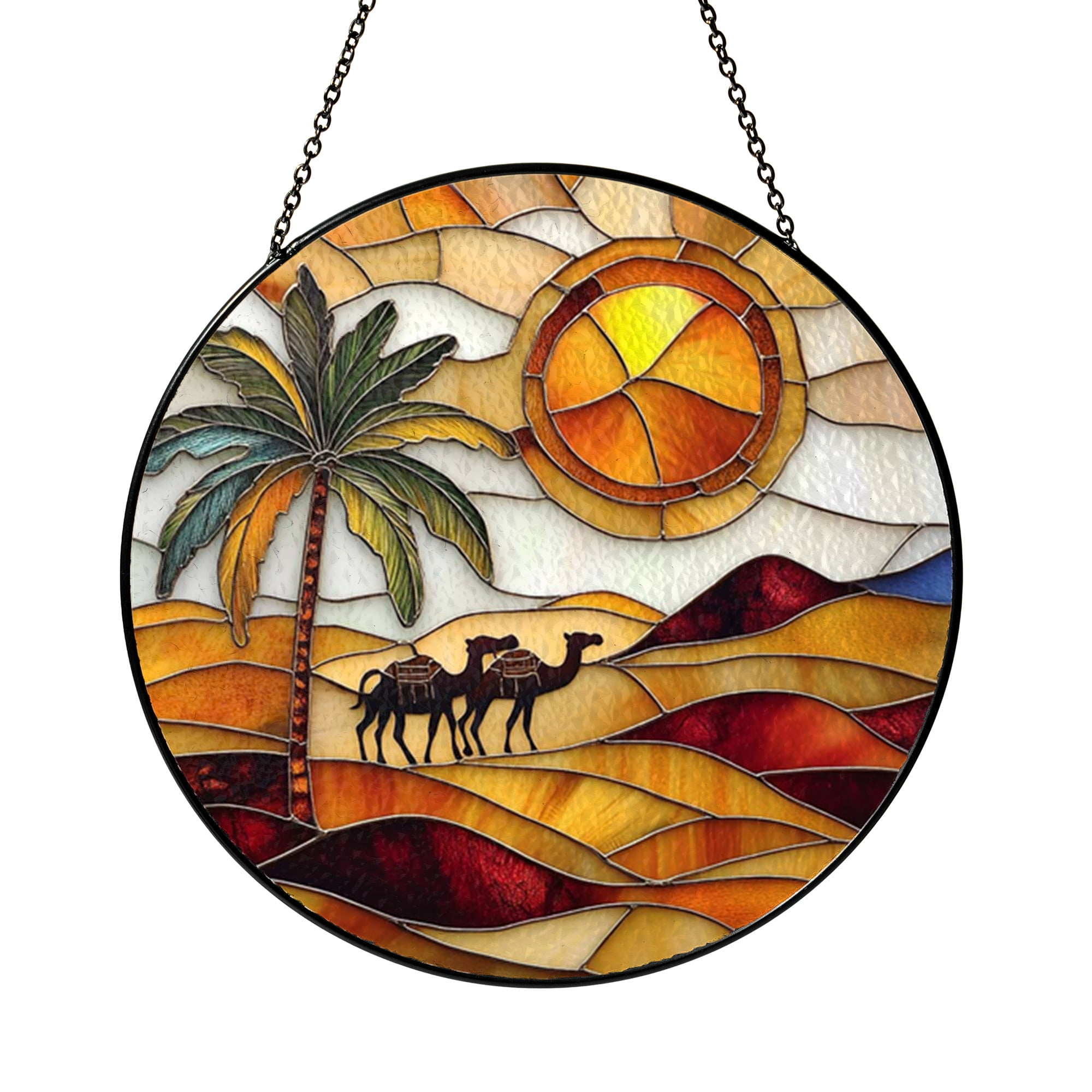 Desert Sunset Camel Window Hanging – Stained Glass Style Art - Walmart.com