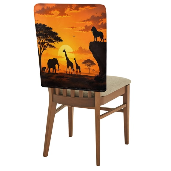 Desert Sunset Chair Back Covers Set of 8, Lion Elephant Tree Giraffe ...