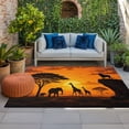 Desert Sunset Indoor Outdoor Rugs 5x7 Ft, Lion Elephant Tree Giraffe ...