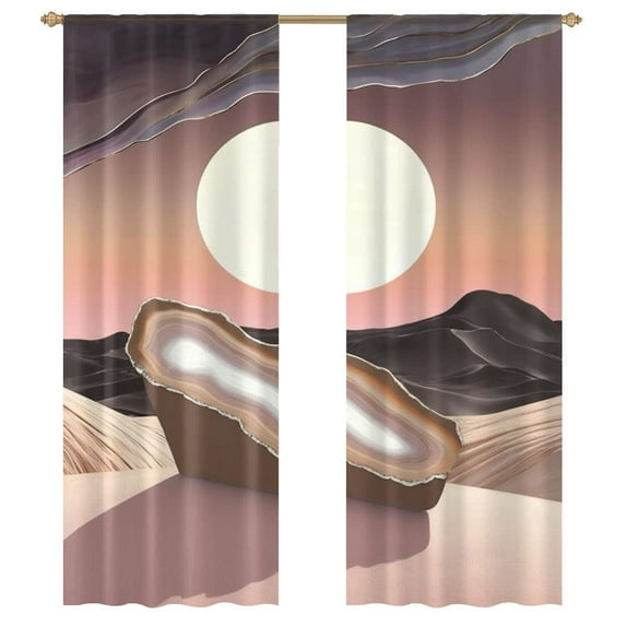 Desert Sunset Layers Sheer Window Curtains for Living Room Kitchen ...