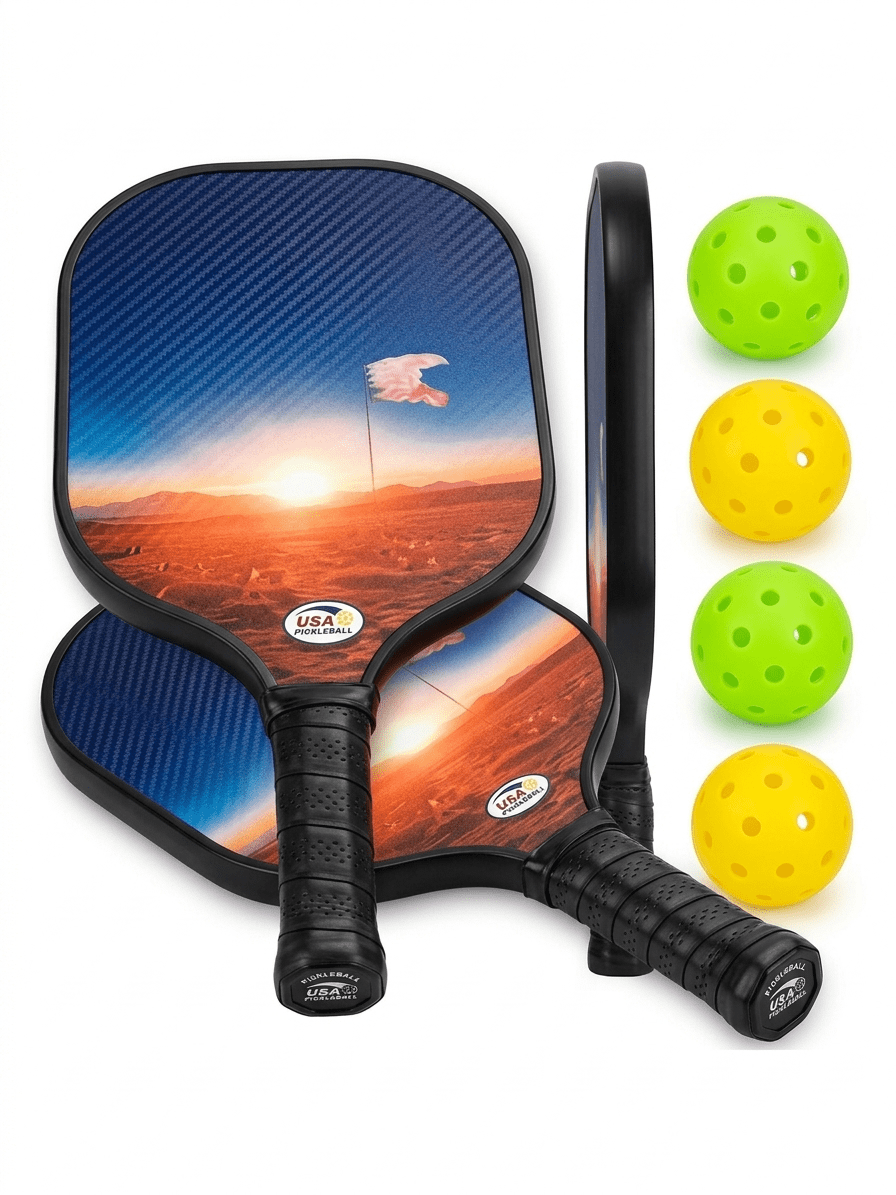 Desert Sunset Pickleball Paddle Set - 2 Carbon Fiber Paddles with ...