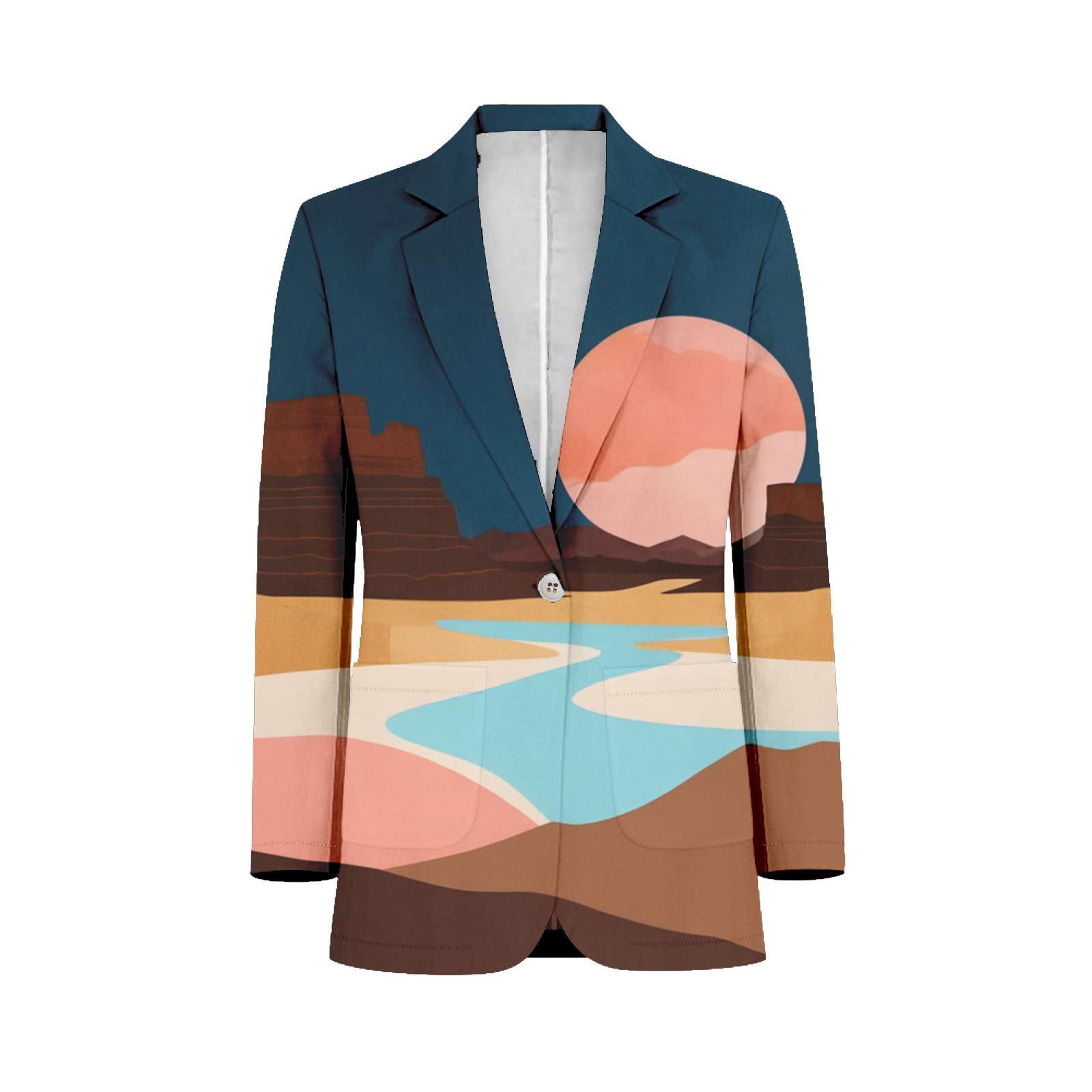Desert Sunset Reflections Customized Men's Suits full man Shawl Collar ...