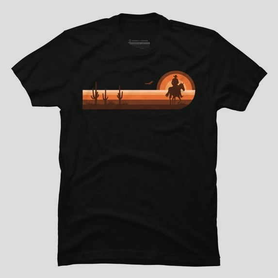 Desert Sunset Retro Minimalist Nature Landscape H27140 T-Shirt, for Men ...