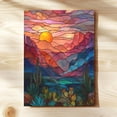 Desert Sunset Stained Glass Southwest Boho Cactus Mountain Landscape ...