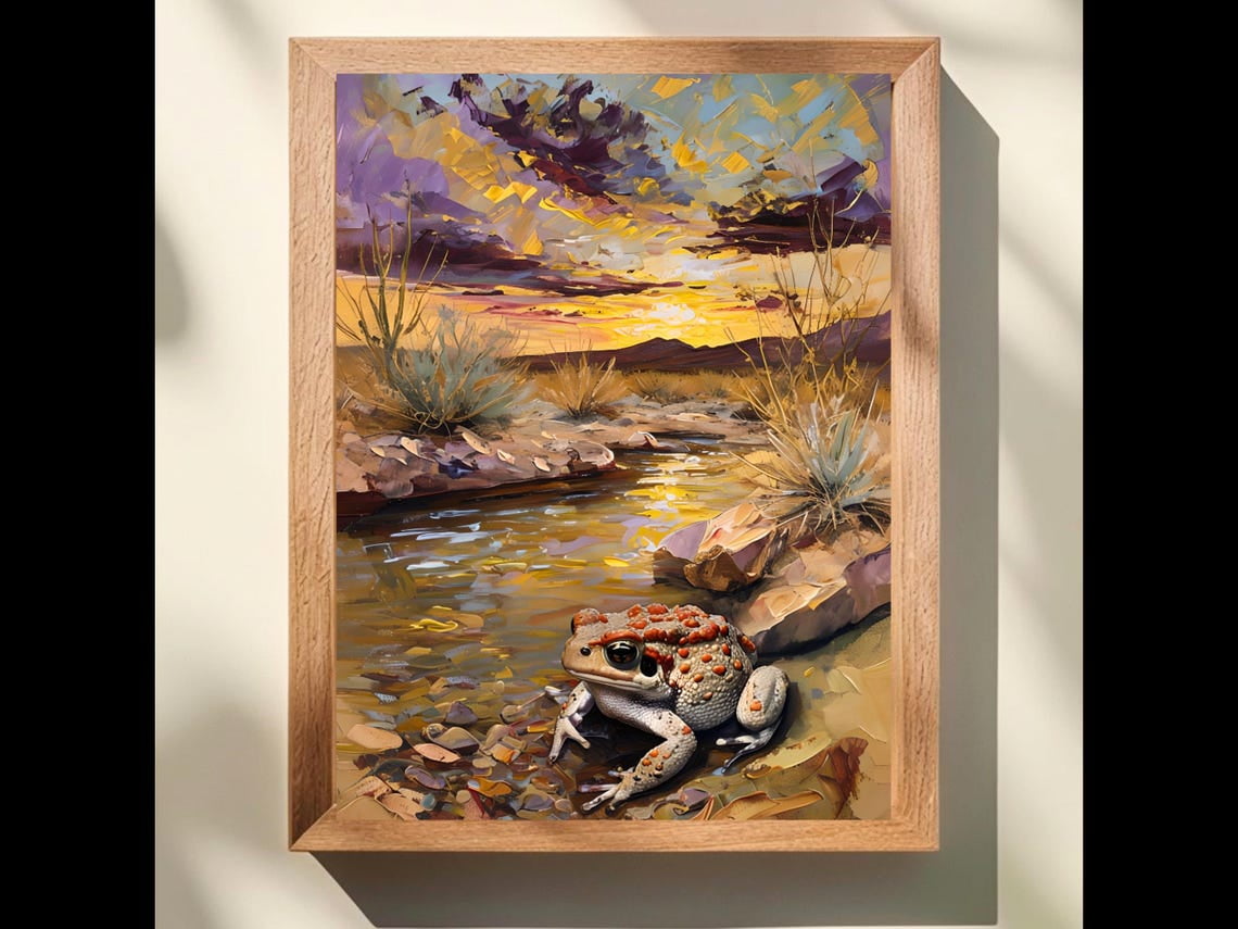 Desert Toad Wall Art, Sonoran Desert Red Spotted Toad, Arizona Sunset ...