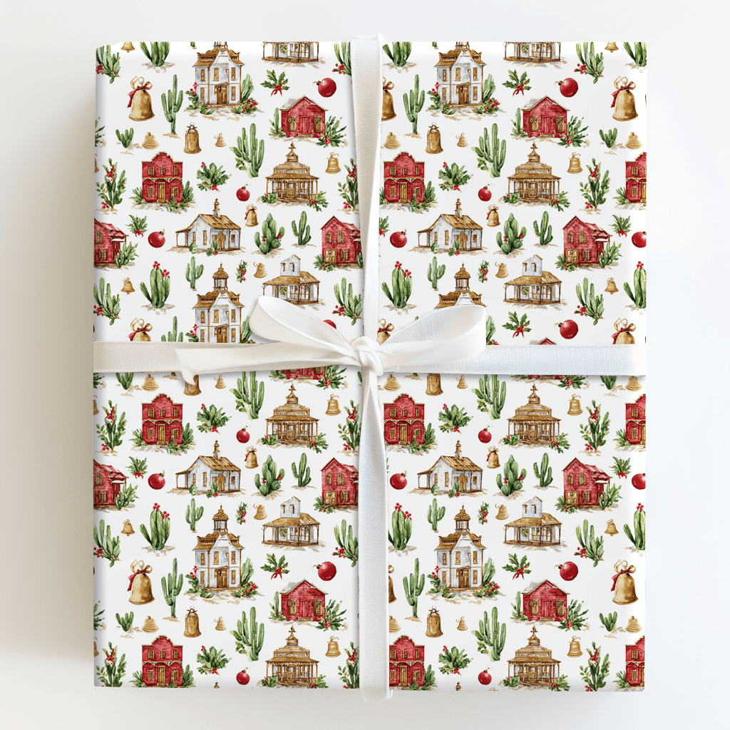 Desert Town Cheer - Christmas Wrapping Paper Roll - Gift Wrap for ...