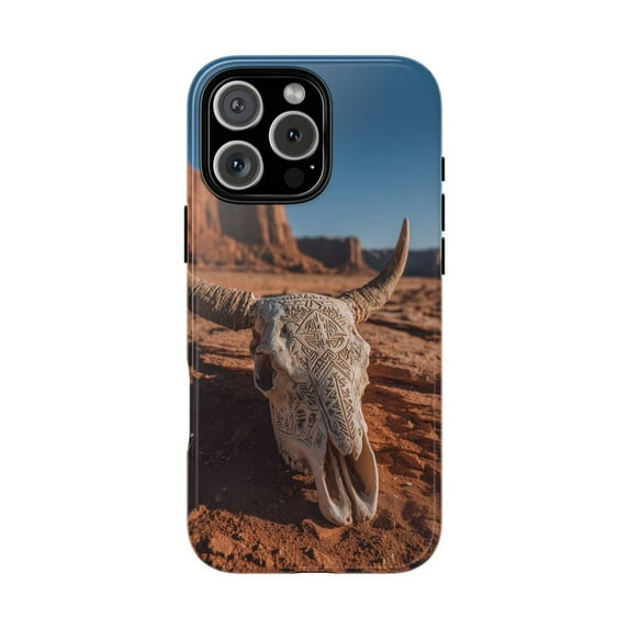 Desert Tribal Cow Design with Symbolic Markings Art for iPhone 17 16 15 ...