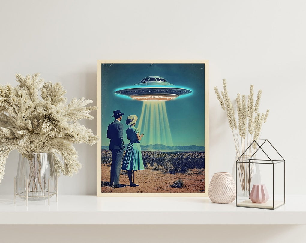 Desert Vacation Ufo Poster, 1950S Inspired Mid-Century Ufo Sighting Art ...