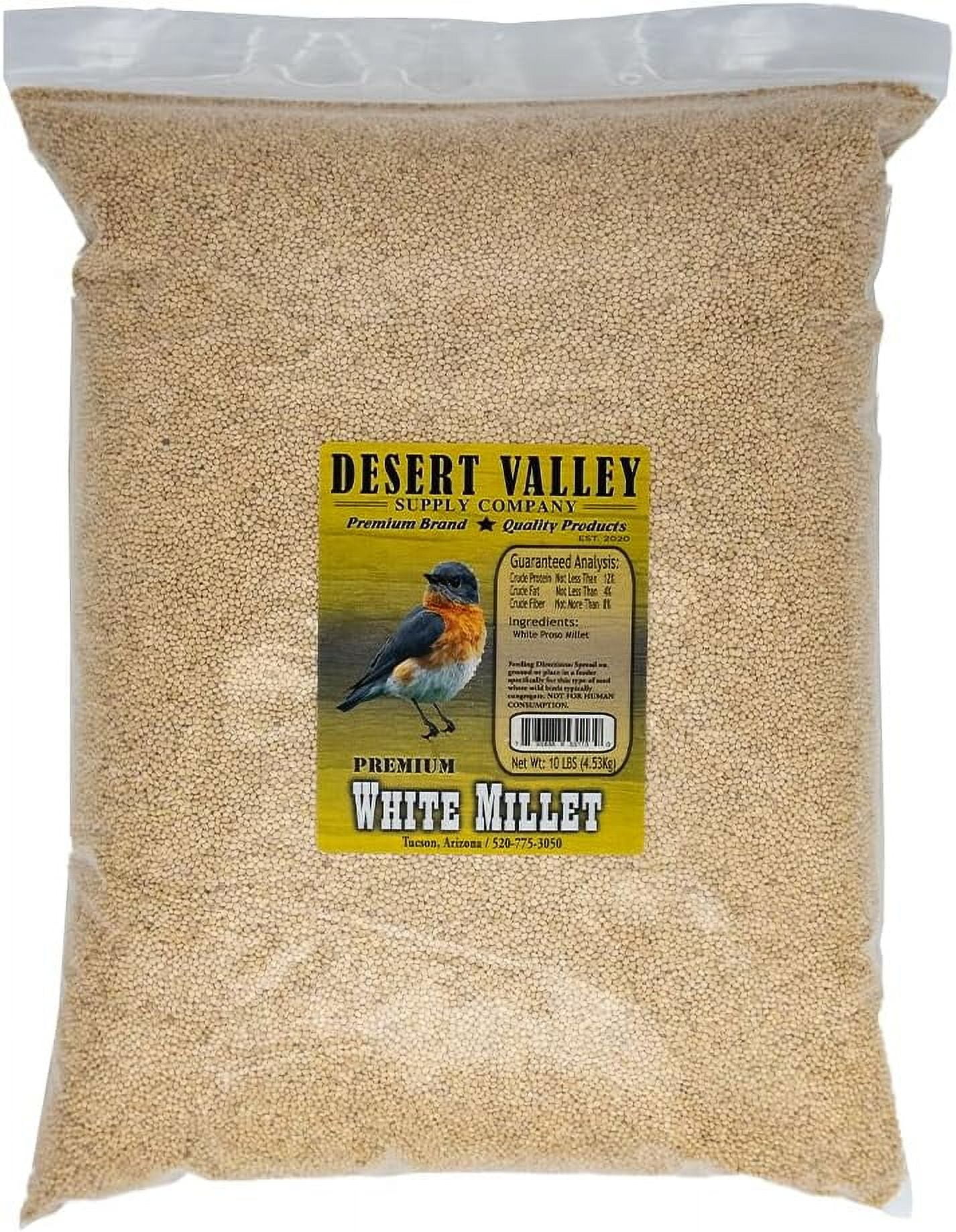 Desert Valley White Millet Seed, All Natural, Non-GMO Premium Wild Bird ...