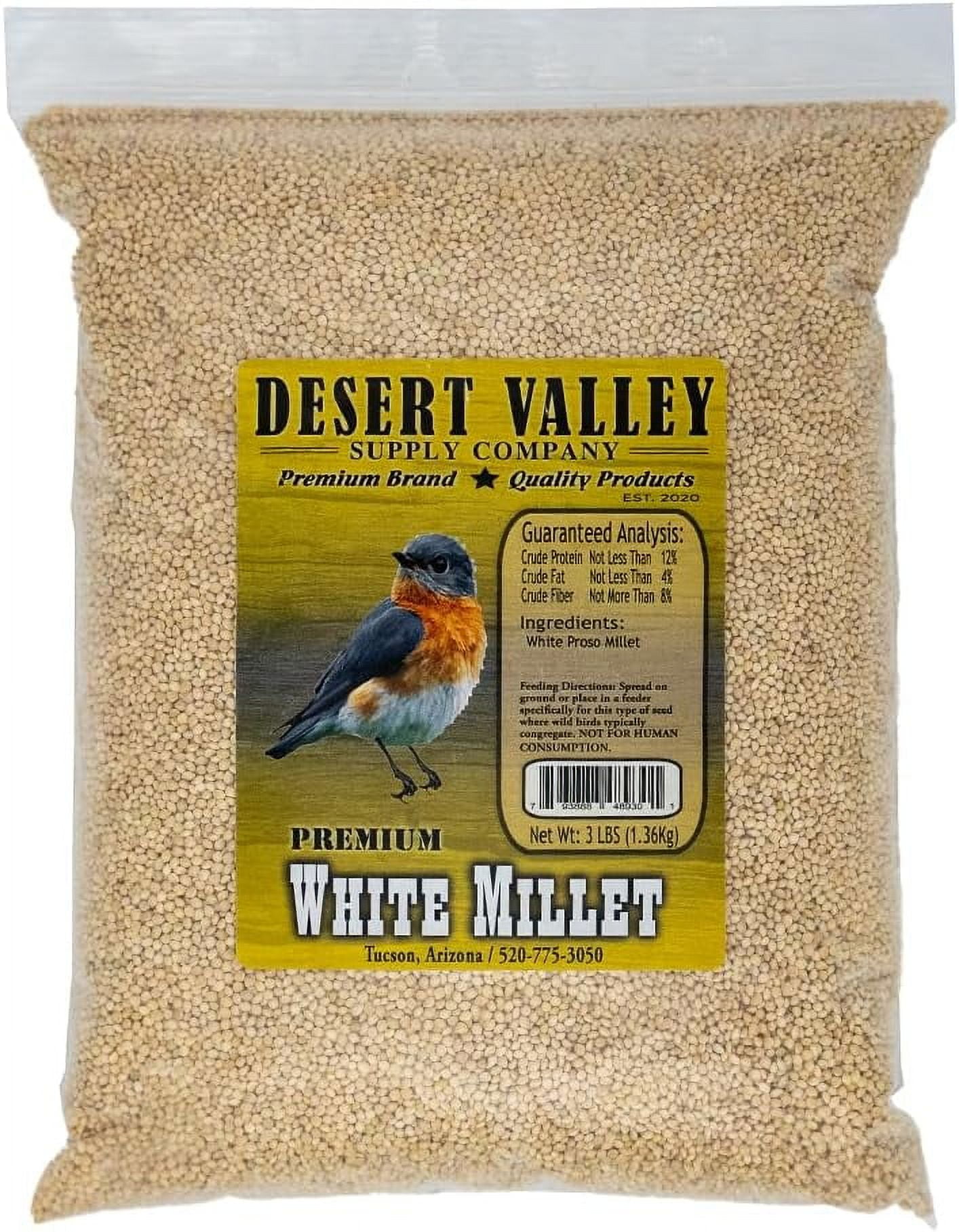 Desert Valley White Millet Seed, All Natural, Non-GMO Premium Wild Bird ...