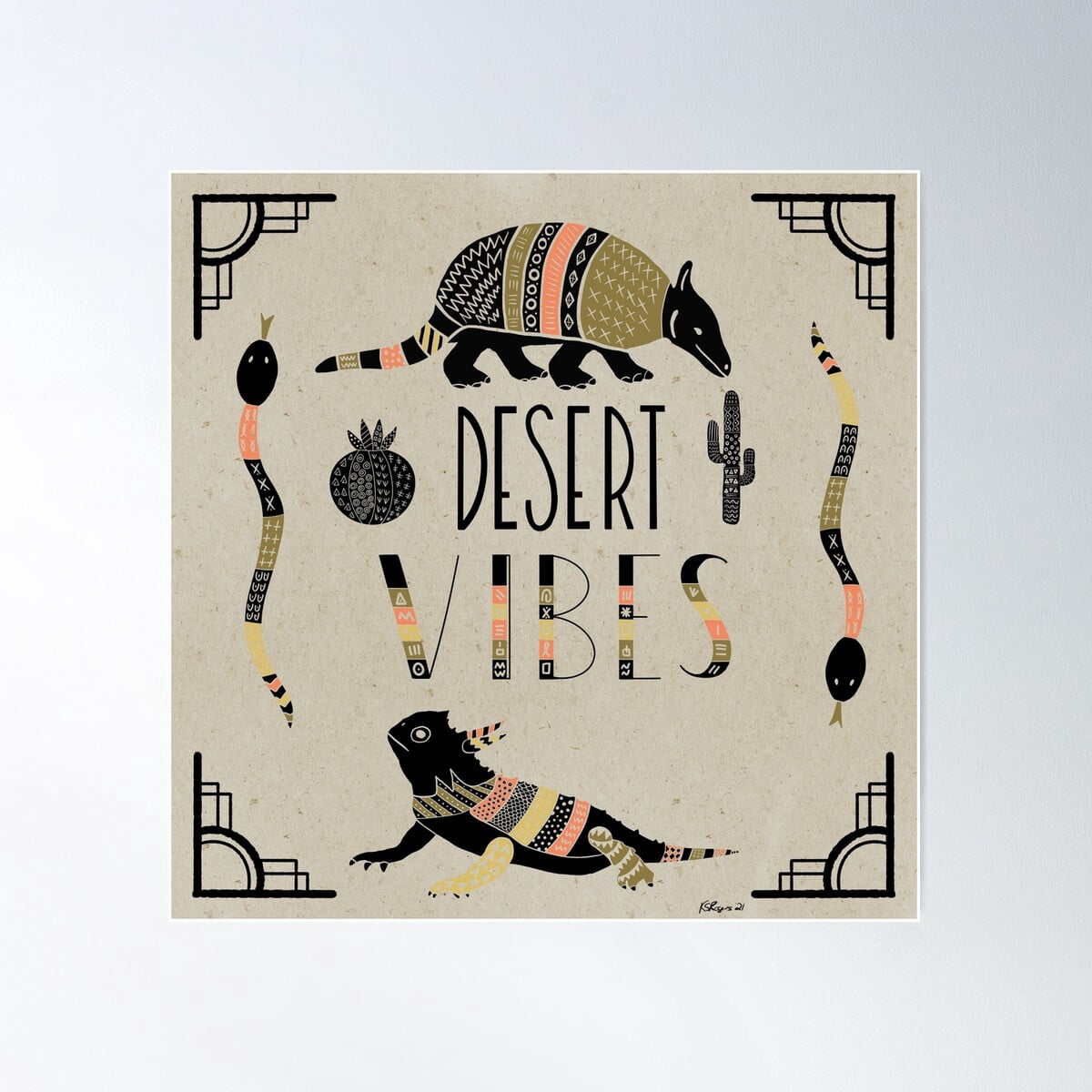 Desert Vibes Art Deco Styling With A Southwestern Motif Poster Wall Art ...