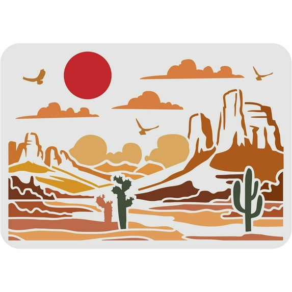 Desert View Stencils 29.7x21cm Plastic Gobi Desert Drawing Painting ...