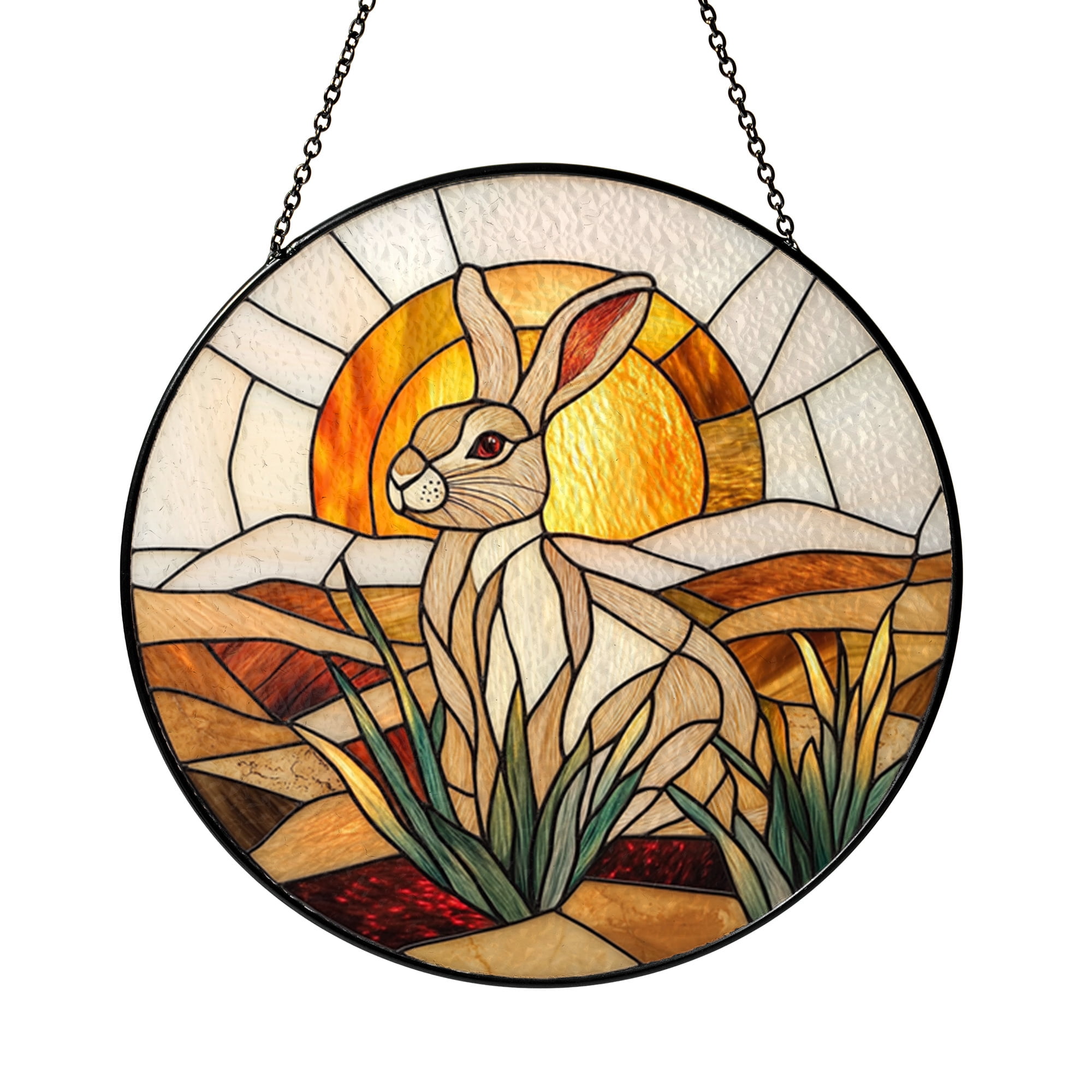 Desert Wildlife Stained Glass Suncatcher Window Hanging Decor, Round ...
