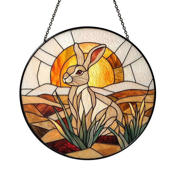 Desert Wildlife Stained Glass Suncatcher Window Hanging Decor, Round ...
