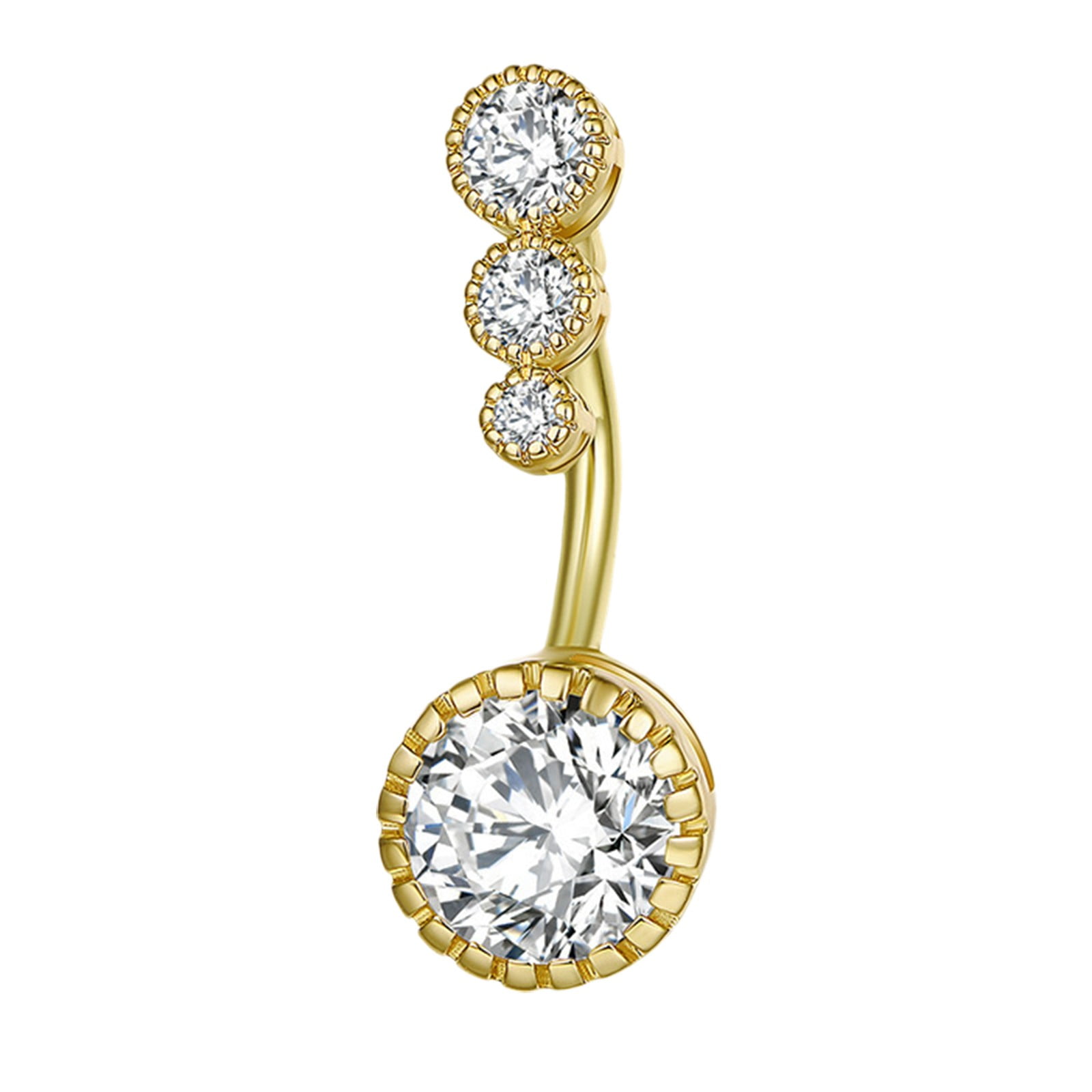 Desertasis floating belly button rings Stainless Steel Rhinestone Navel ...
