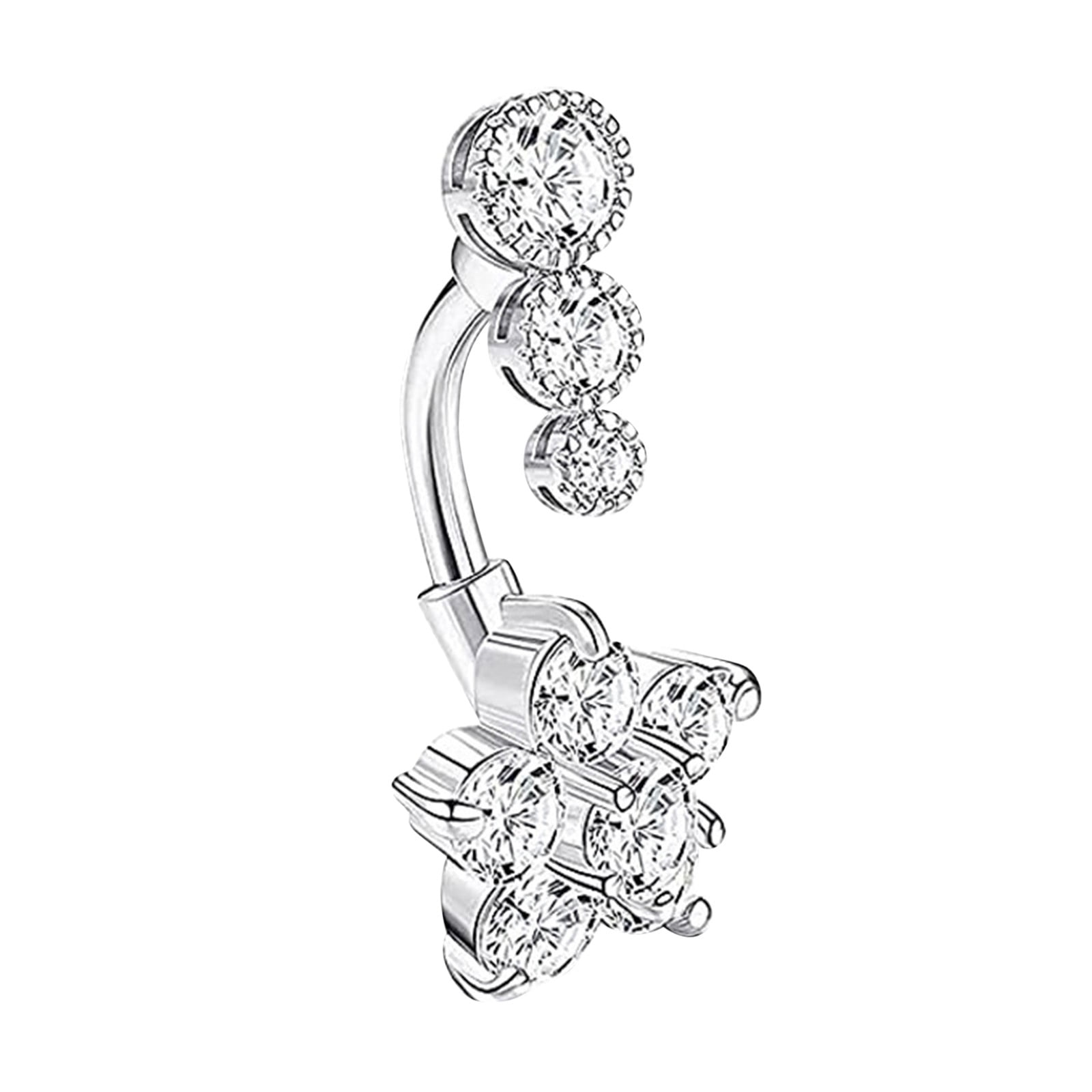 Desertasis floating belly button rings Stainless Steel Rhinestone Navel ...