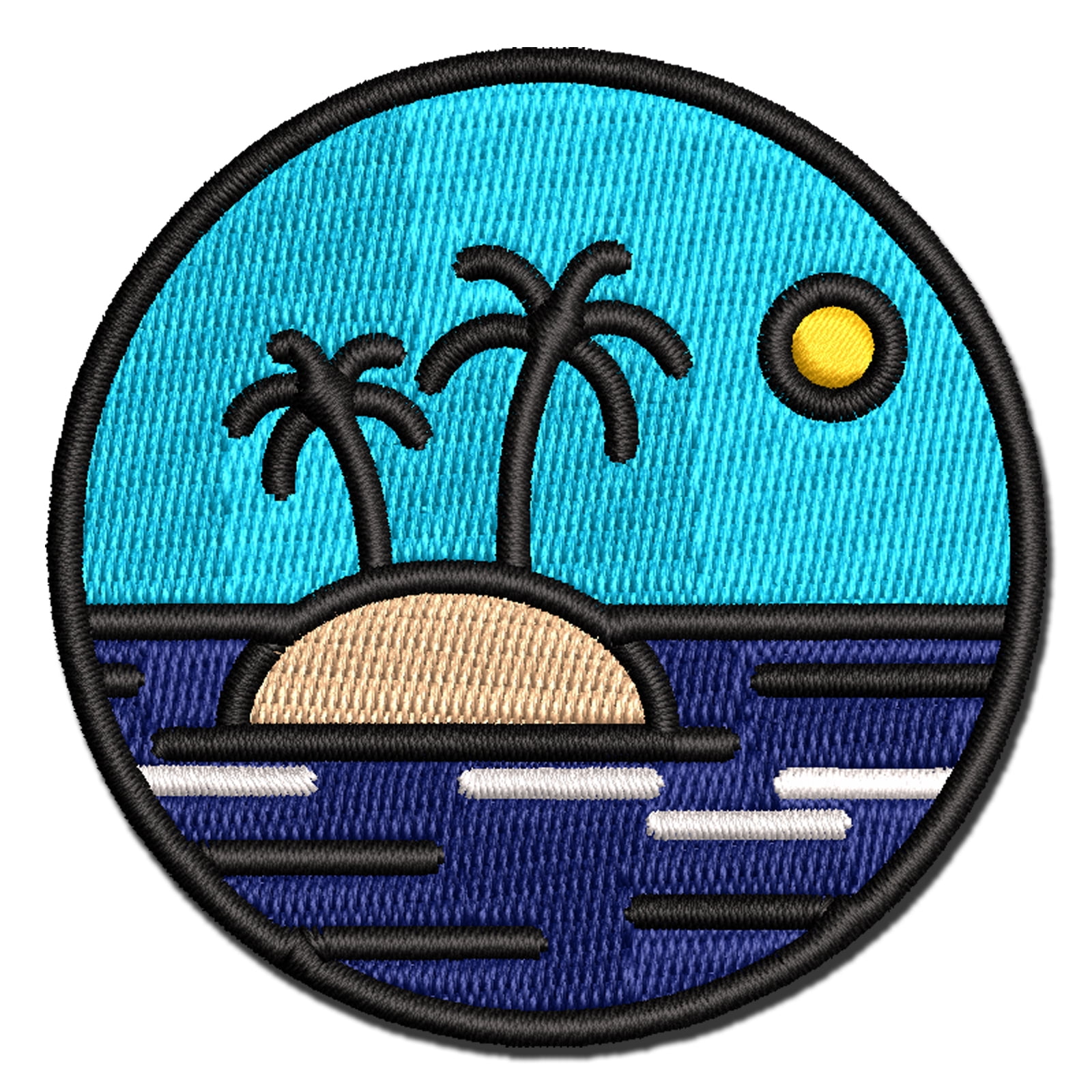 Deserted Island in Ocean Applique Multi-Color Embroidered Iron-On Patch ...