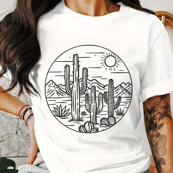 Desertus Scene T-S1Hirt, Vintage StY1Le Sun And Mountains Graphic ...