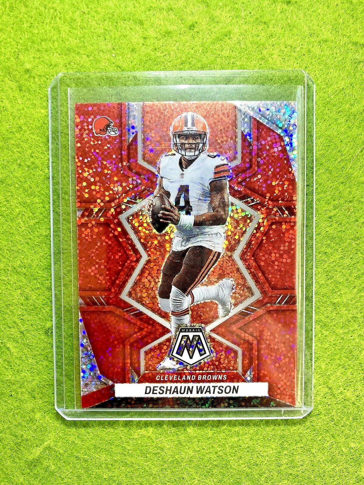 Deshaun Watson RED SPARKLE PRIZM CARD JERSEY #4 BROWNS SP 2022 Mosaic ...
