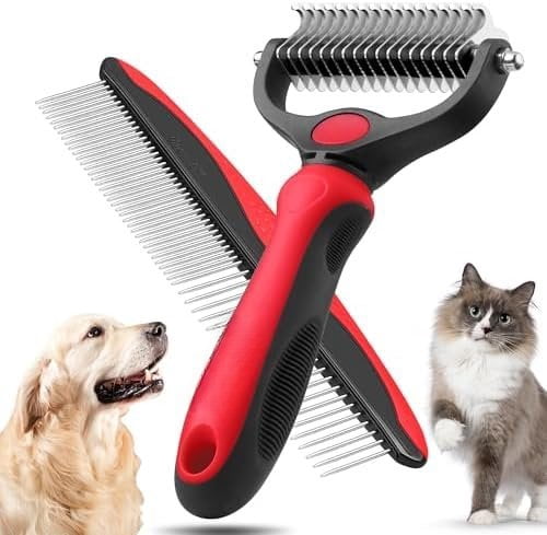 Deshedding Brush for Long Haired Dogs Cats,Undercoat Shedding Rake for ...