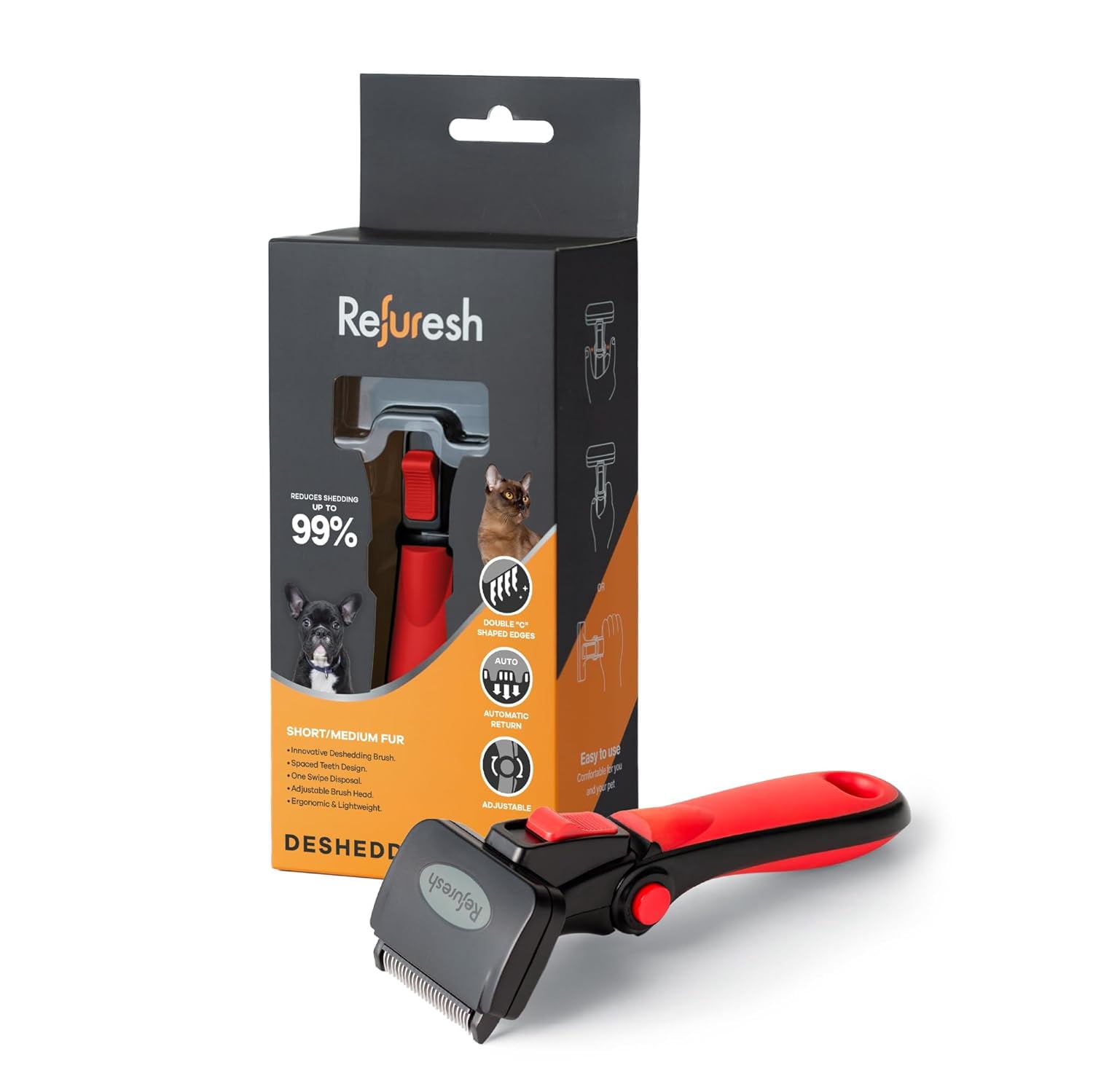 Deshedding Dog Brush for Short/Medium Hair (Small,Red) – Gentle Tool ...