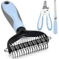 Deshedding Dog Brush - Undercoat Rake for Cats & Dogs - Double Sided ...