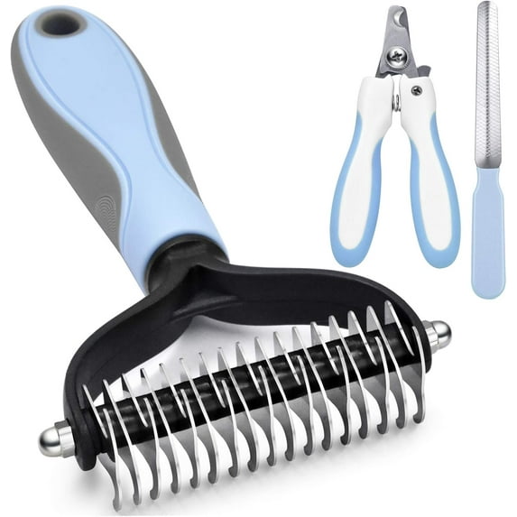 Deshedding Dog Brush - Undercoat Rake for Cats & Dogs - Double Sided ...