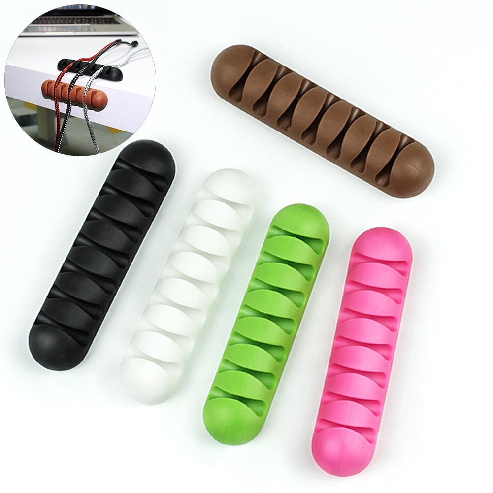 Desheus 7Holes Silicone Adhesive Desktop Wire Organizer Charging Cable ...