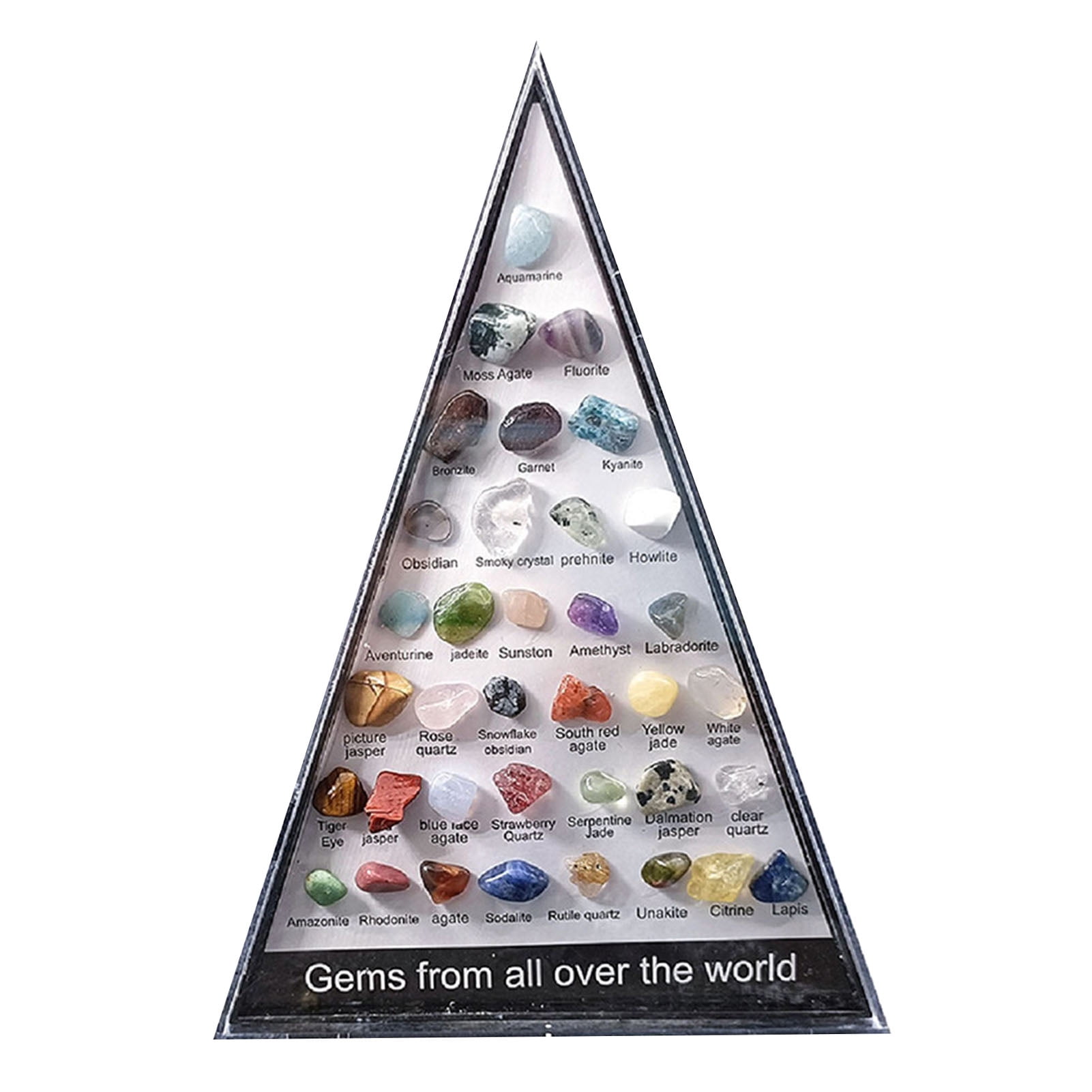 Desheus Natural Gemstone Set 36 Types of Gems with Display Case Rock ...