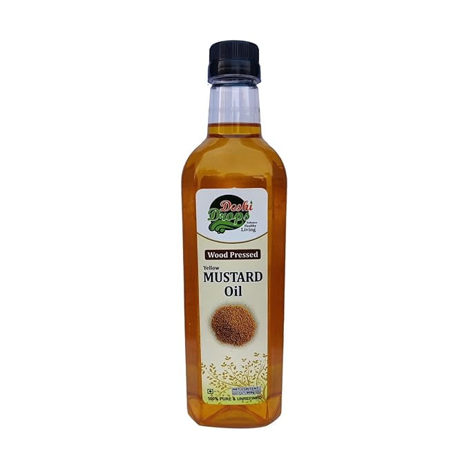 Deshi Drops Pure & Unrefined Wood Pressed Mustard Oil (Yellow) Rich in ...