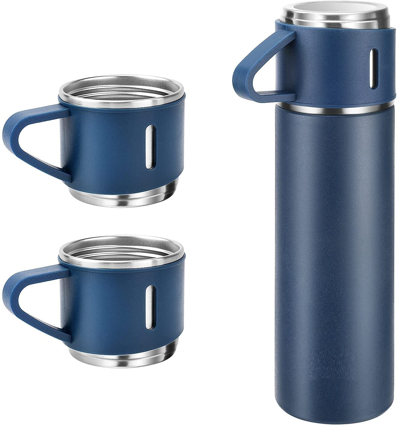 Desi BAE Steel Vacuum Flask Set with 3 Steel Cups Combo 500ml Odourless Keeps HotCold Tea Set ...