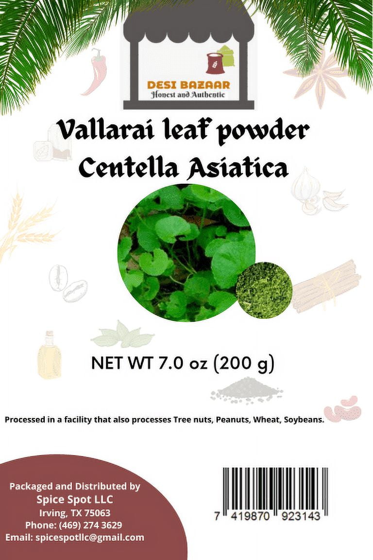 Desi Bazaar Vallarai leaf powder (Centella Asiatica / Gotu-Kola) 200g 7 ...