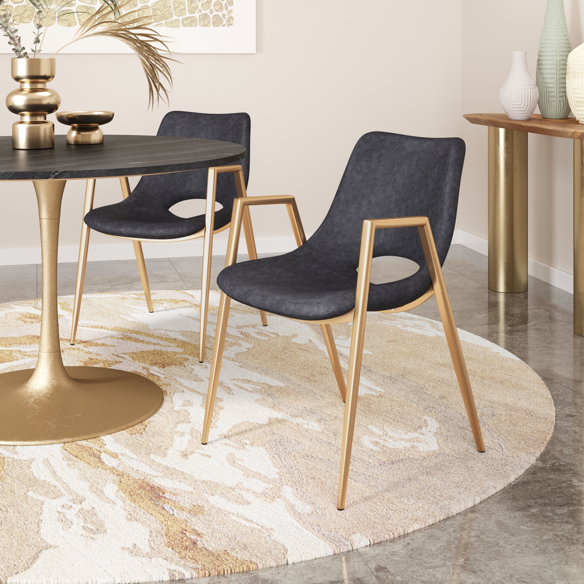 Desi Dining Chair Black & Gold Dining Chair, Modern Style, Plush and ...