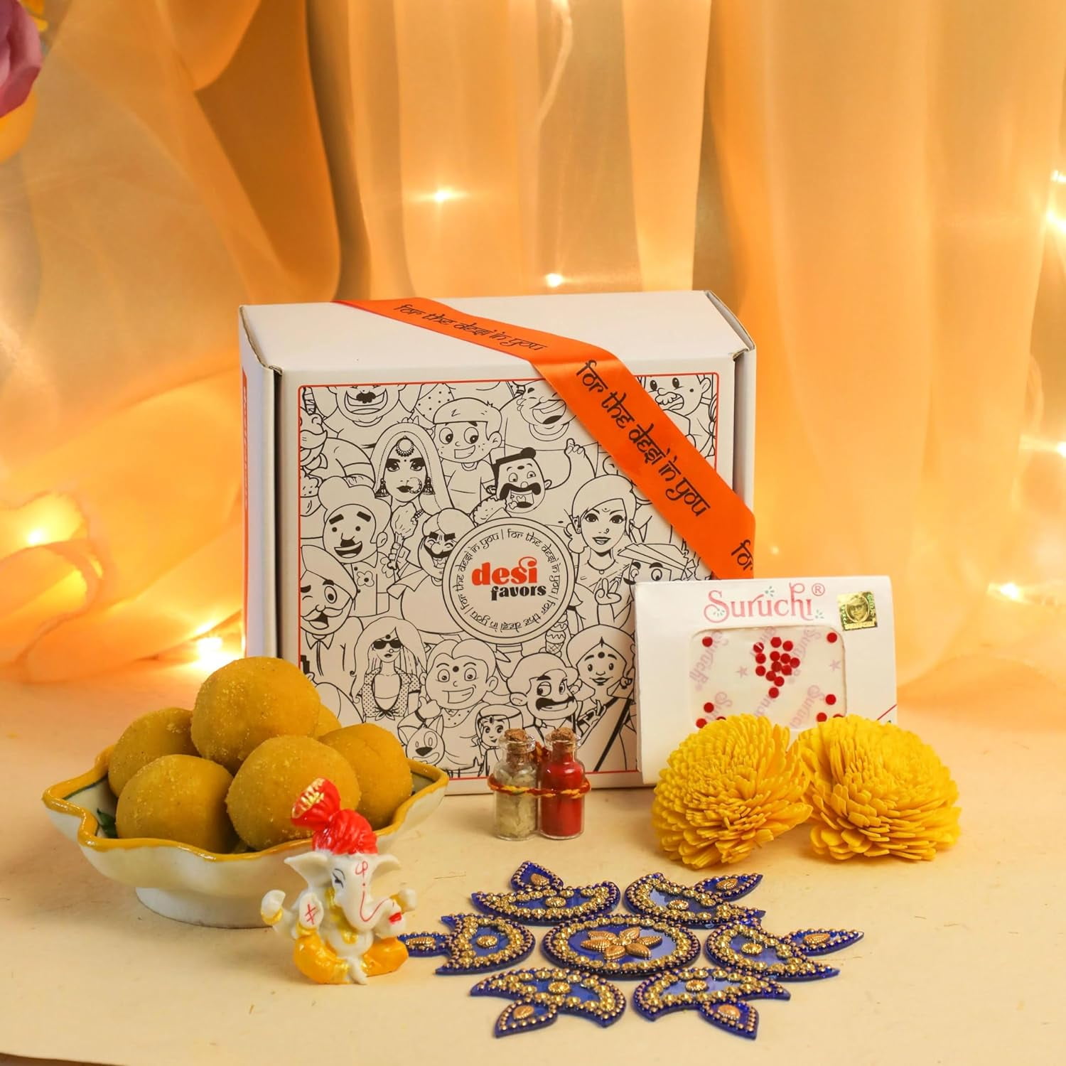 Desi Favors Adorable Hindu Diwali Gift Box - Besan Laddo Diwali Gift ...