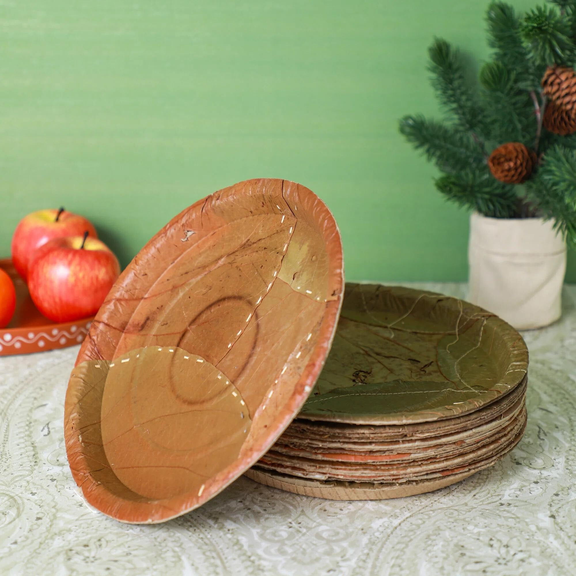 Desi Favors Green Disposable Plates - Zero Waste - Sal Leaf ...