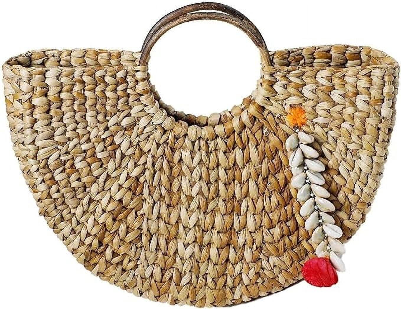 Desi Favors Handmade Beach Tote Bag with Tassel - Beige Handbag Kauna ...