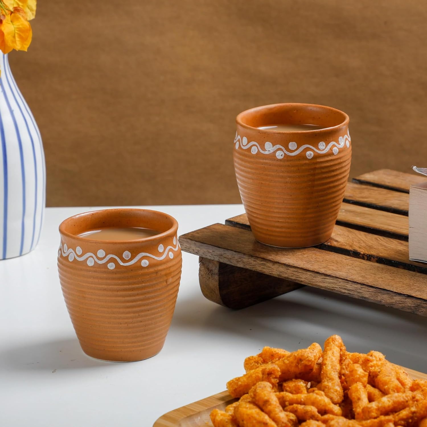 Desi Favors Kullad Cup with Muggu Print | Indian Ceramic Tea Cups ...